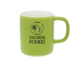 Vintage Lime Green Coffee Mug - Screaming Peacock Coffee